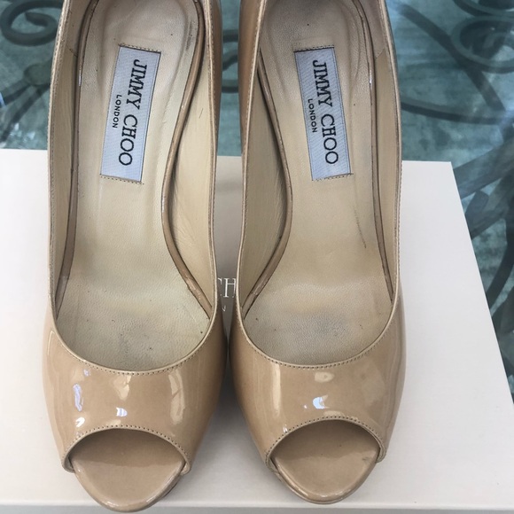 Jimmy Choo Shoes Jimmy Choo Nude Patent Crown Pumps Poshmark